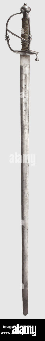 A German campaign sword,around 1700 A double-edged blade with short ...