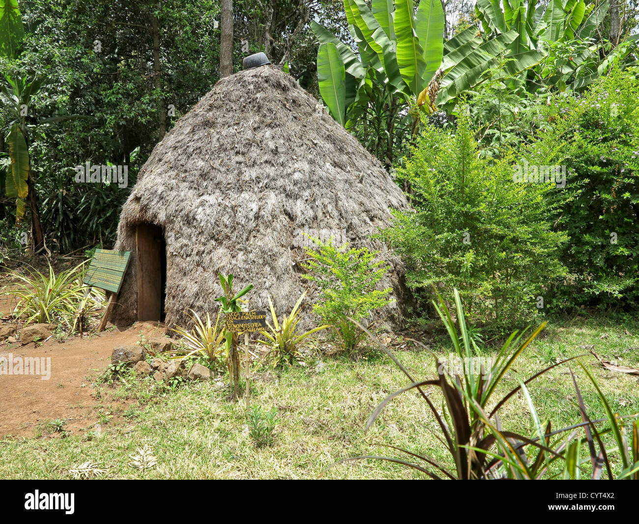 Traditional Tanzania East Africa homes as seen on display at Marangu ...