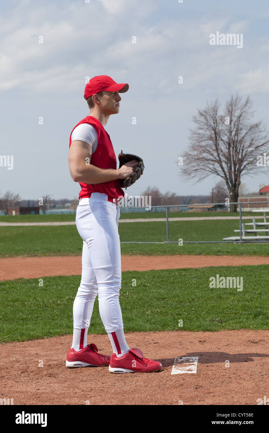 Pitcher baseball player white uniform hi-res stock photography and ...