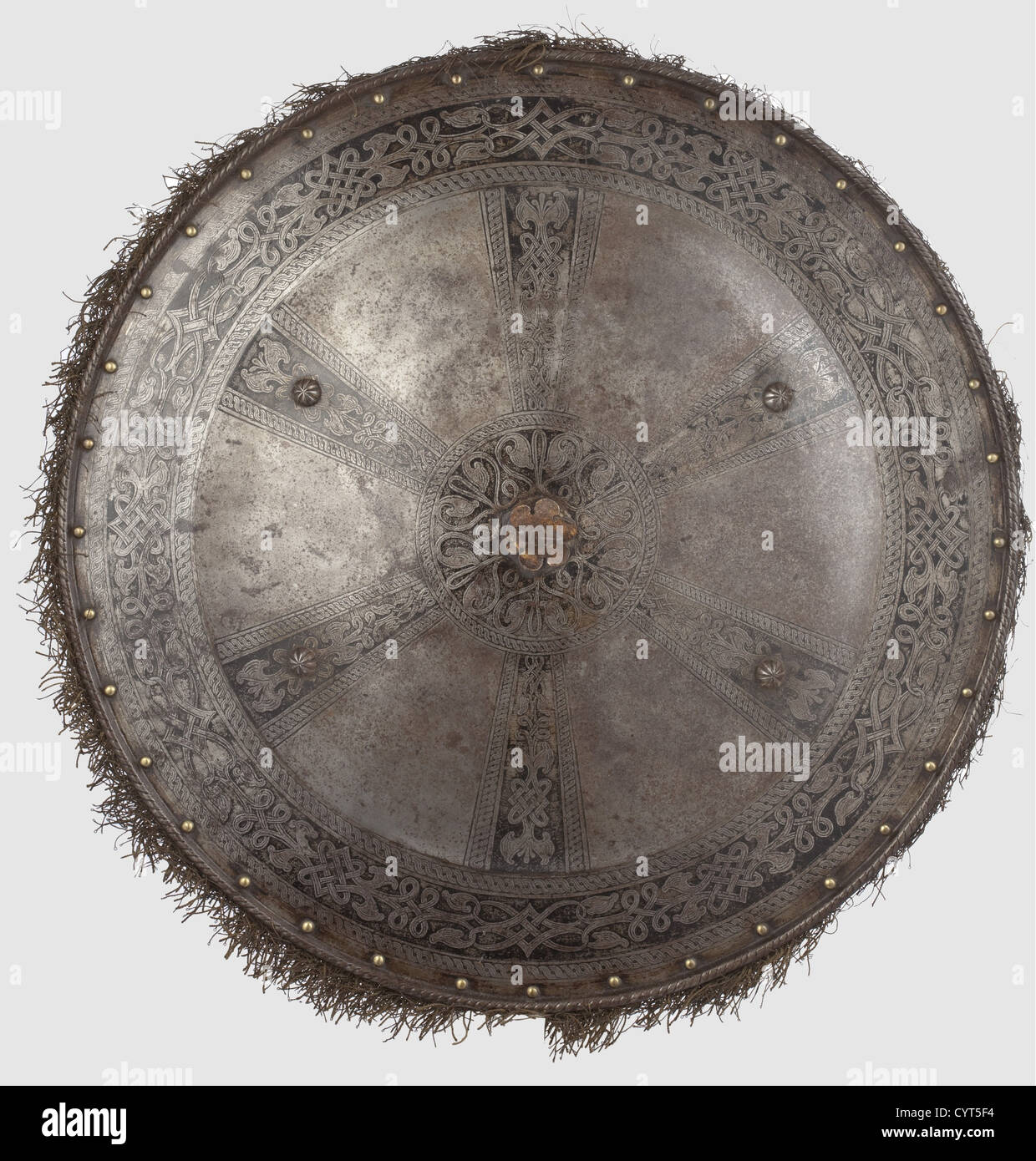 A French or Italian etched circular shield with original lining,circa ...