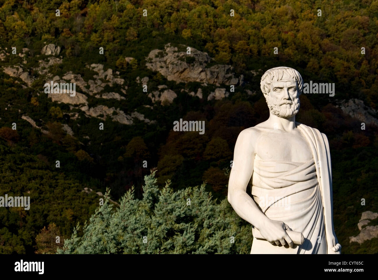 Aristotle statue located at Stageira of Greece (birthplace of the ...