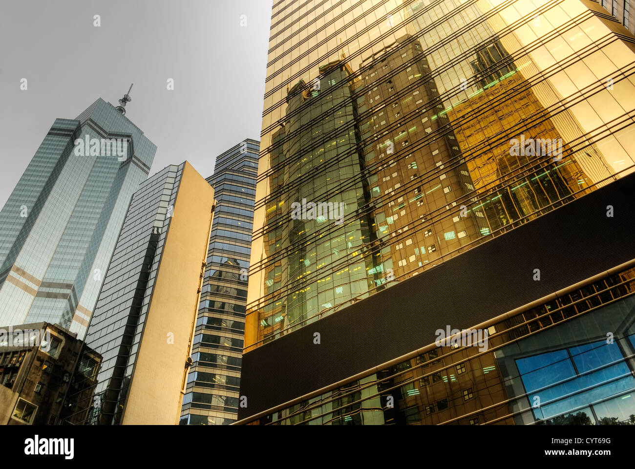 Color business office buildings exterior with glass in day Stock Photo ...
