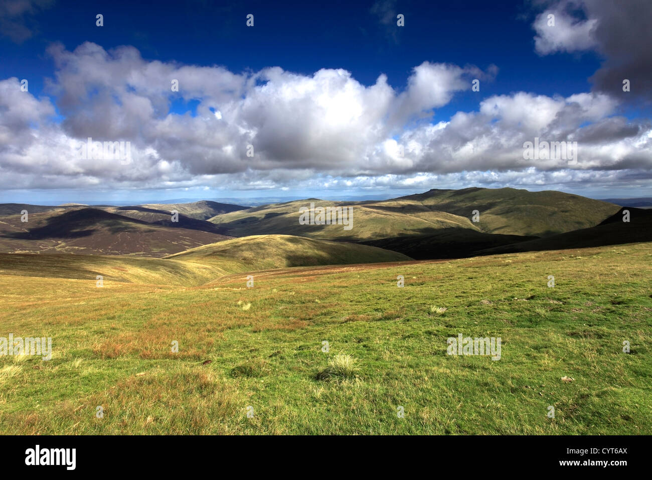 Landscape view over the Skiddaw Forest Fells, Keswick, Lake District ...