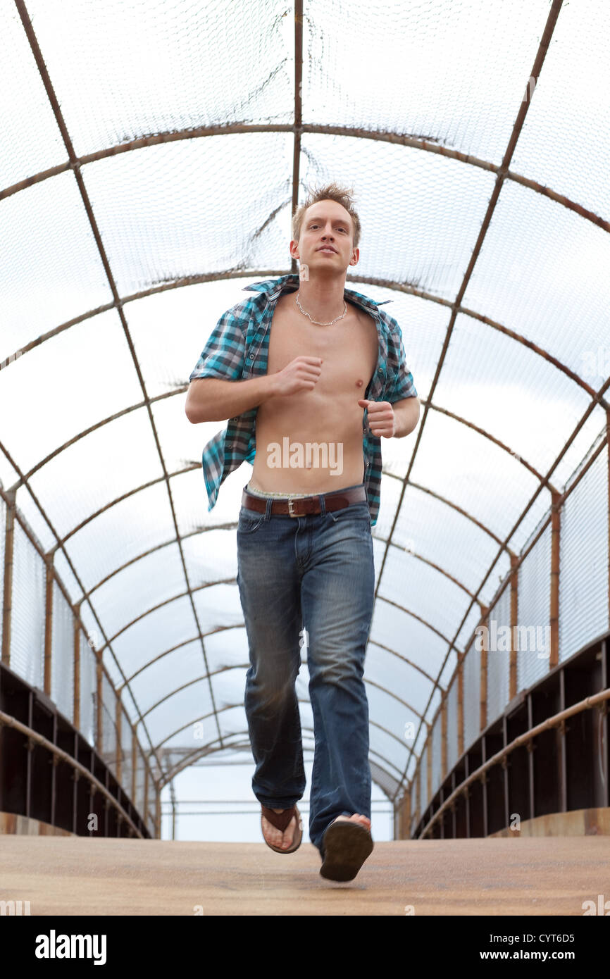 Man on Bridge Stock Photo - Alamy