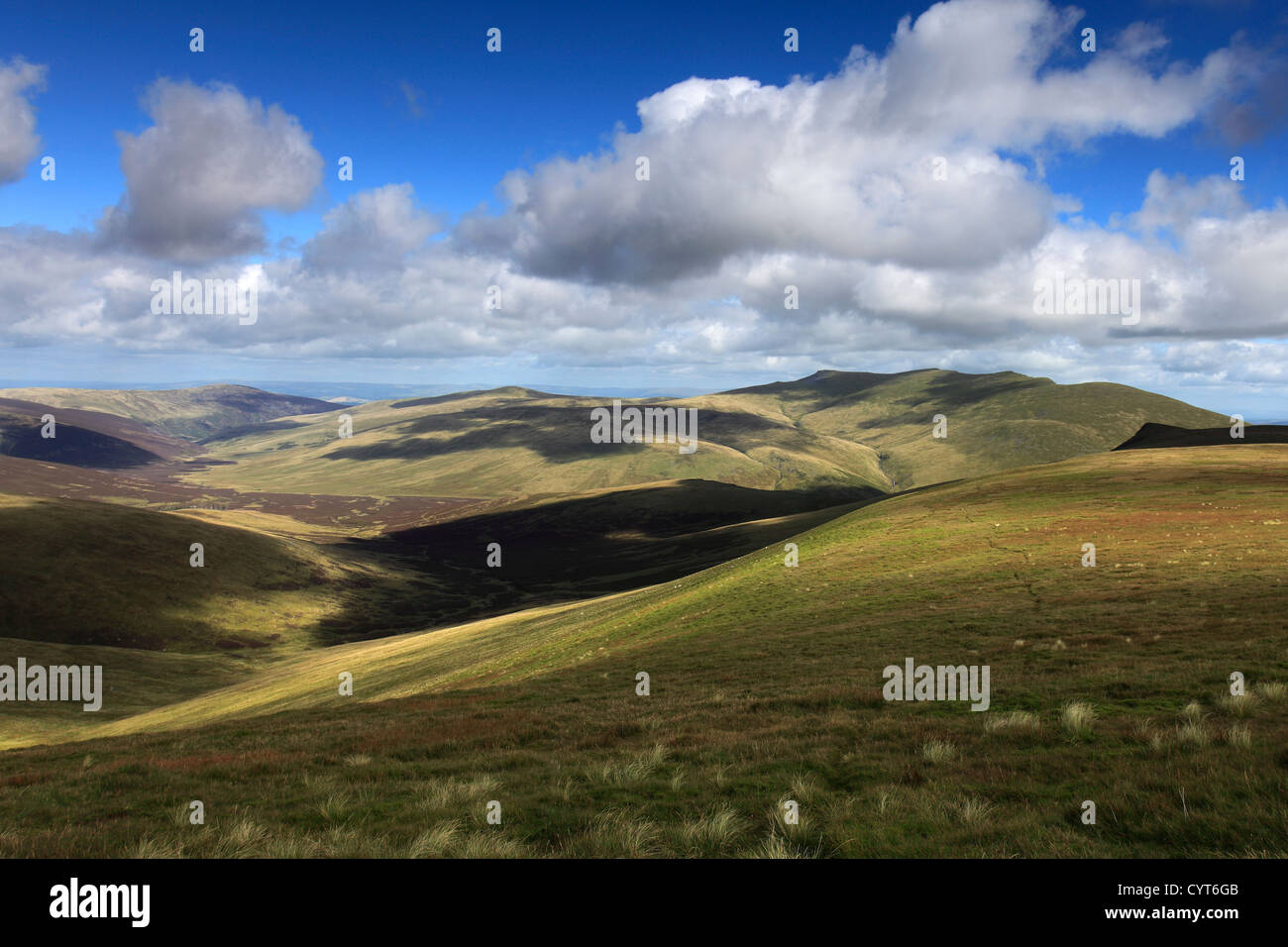 Landscape view over the Skiddaw Forest Fells, Keswick, Lake District ...