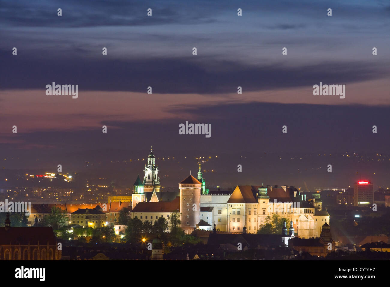 Night scene in Krakow, Poland Stock Photo - Alamy