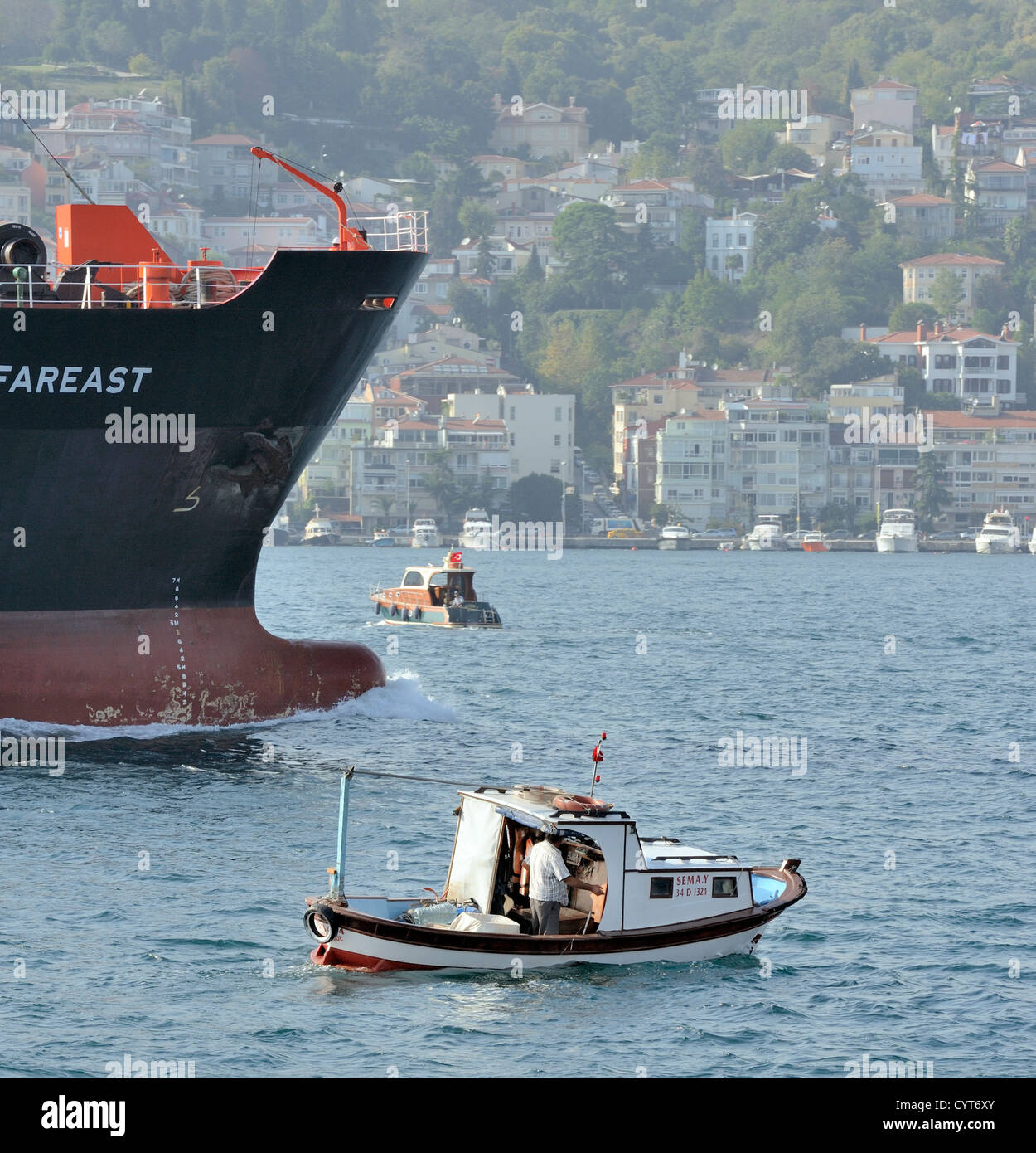 Boats in the Bosphorus Strait, Istanbul, Turkey Stock Photo - Alamy