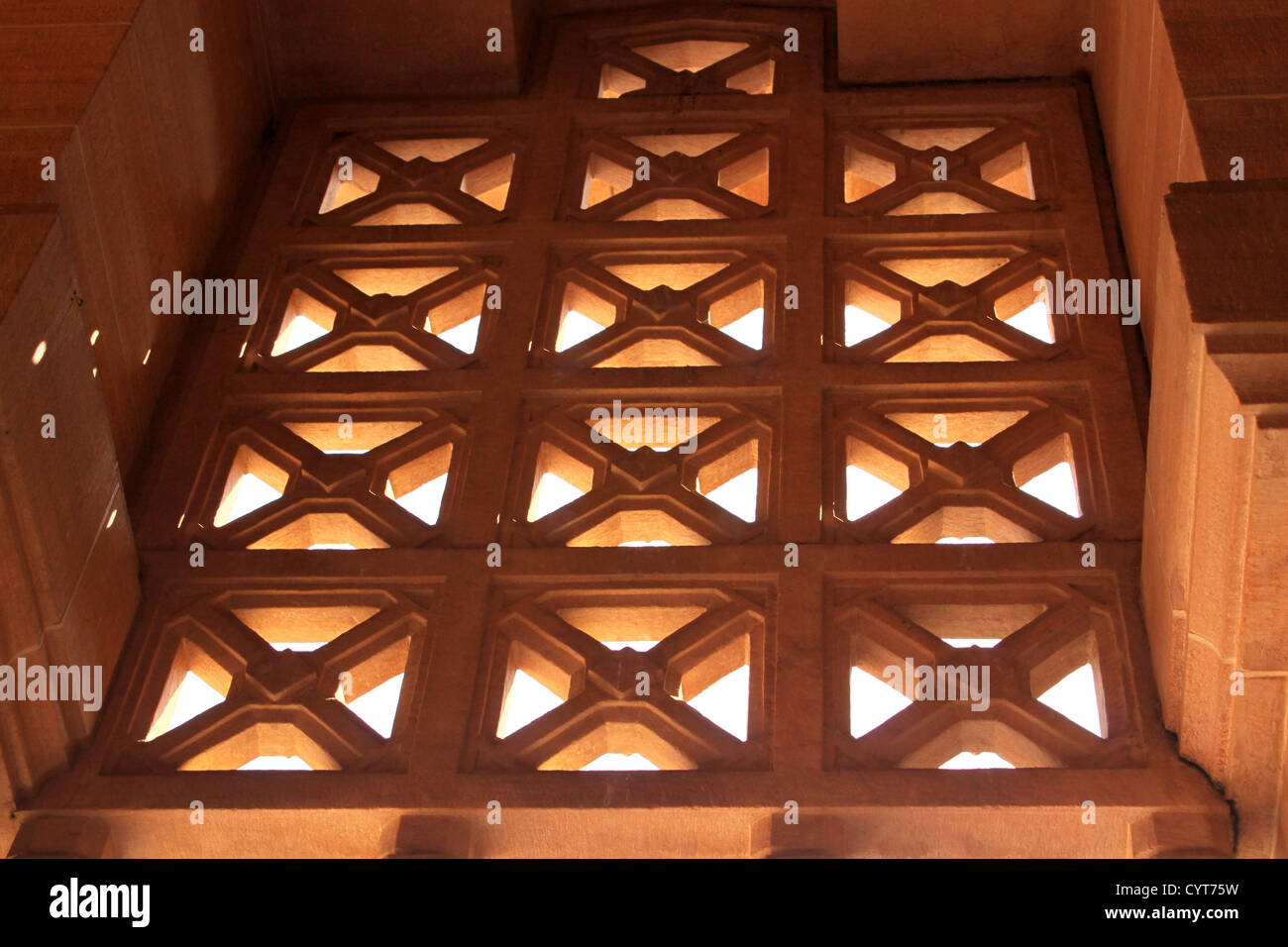 Sand stone lattice work india Stock Photo - Alamy