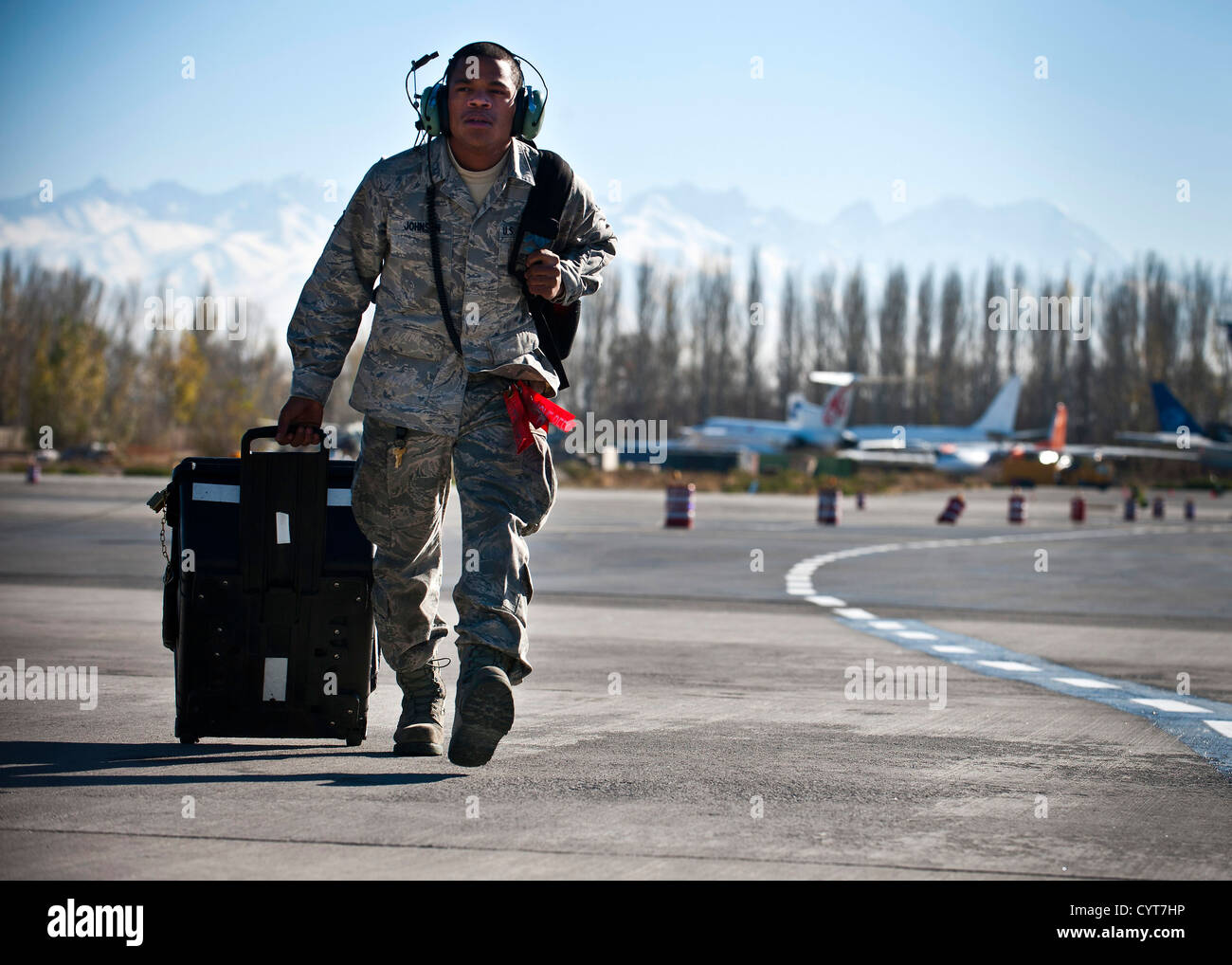 Airman 1st Class Monquavious Johnson transports his equipment across ...