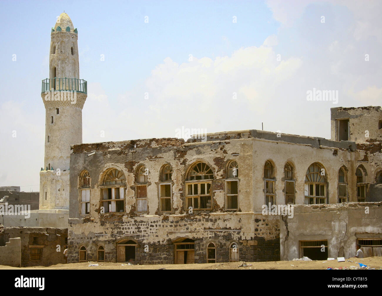 White Minaret Of A Mosque, Mocha, Yemen Stock Photo - Alamy