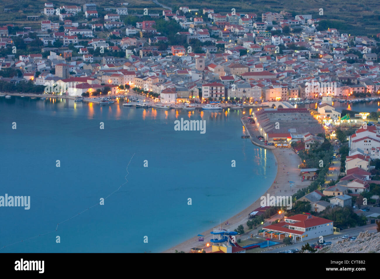 Night view, Pag, Croatia Stock Photo - Alamy