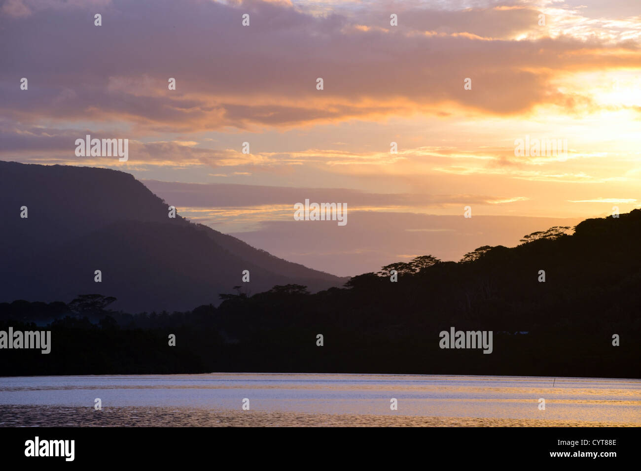 Sunset over lagoon, Pohnpei, Federated States of Micronesia Stock Photo ...