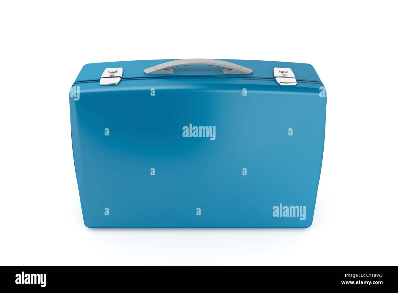Blue plastic briefcase on white background Stock Photo - Alamy