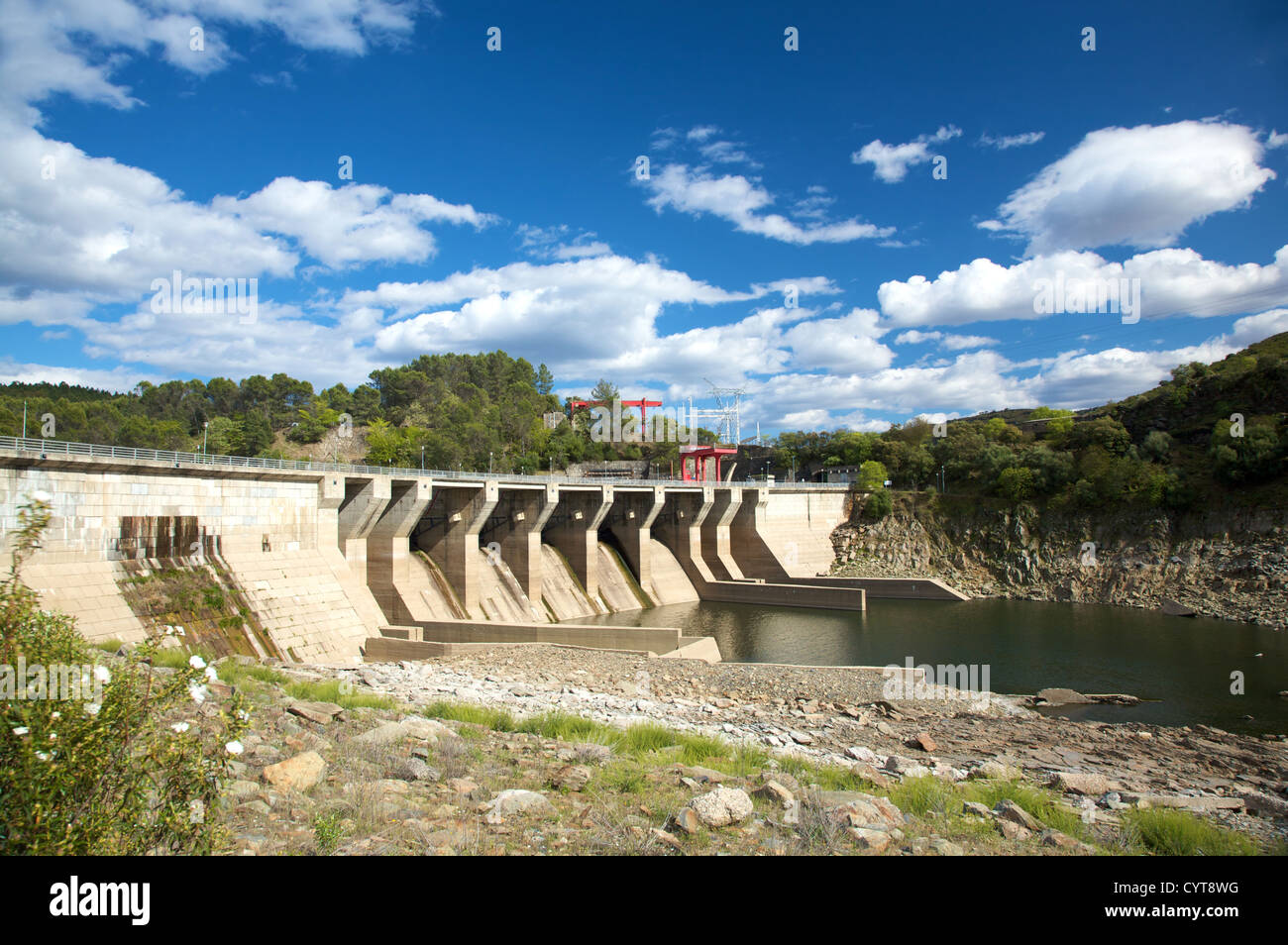 dam at river tajo in caceres extremadura spain Stock Photo - Alamy