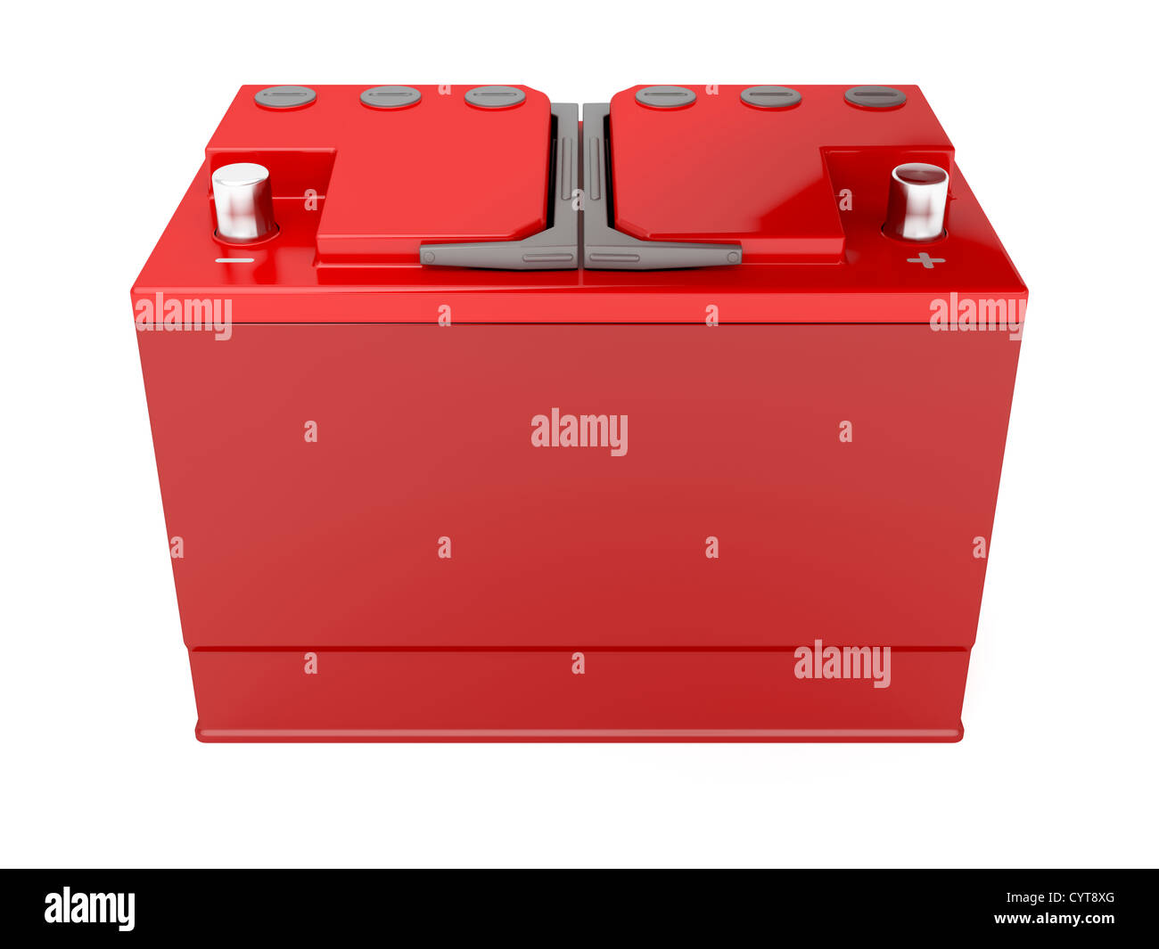 Red car battery on white background, 3d rendered image Stock Photo - Alamy