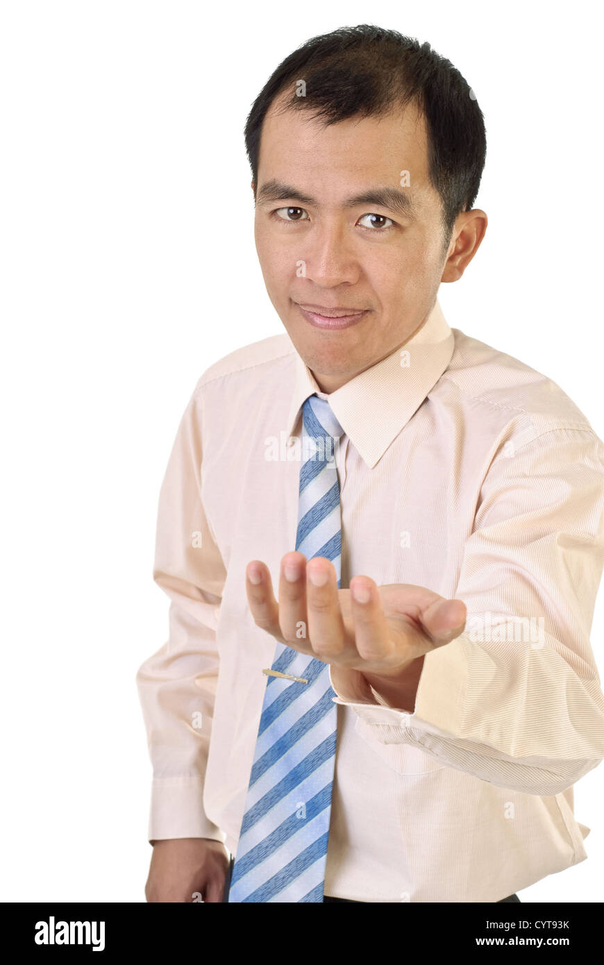 Mature business man stretch out one hand Stock Photo - Alamy