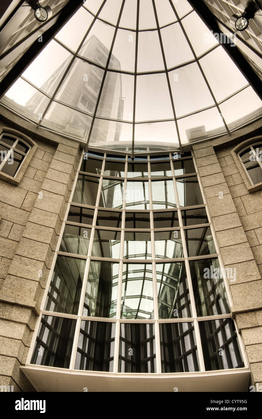 Abstract architecture of modern building with beautiful glass windows ...