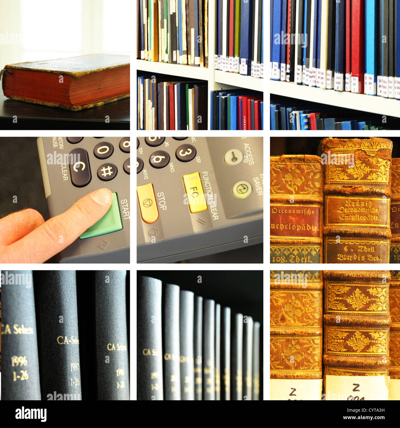 library collage with books showing education concept Stock Photo - Alamy