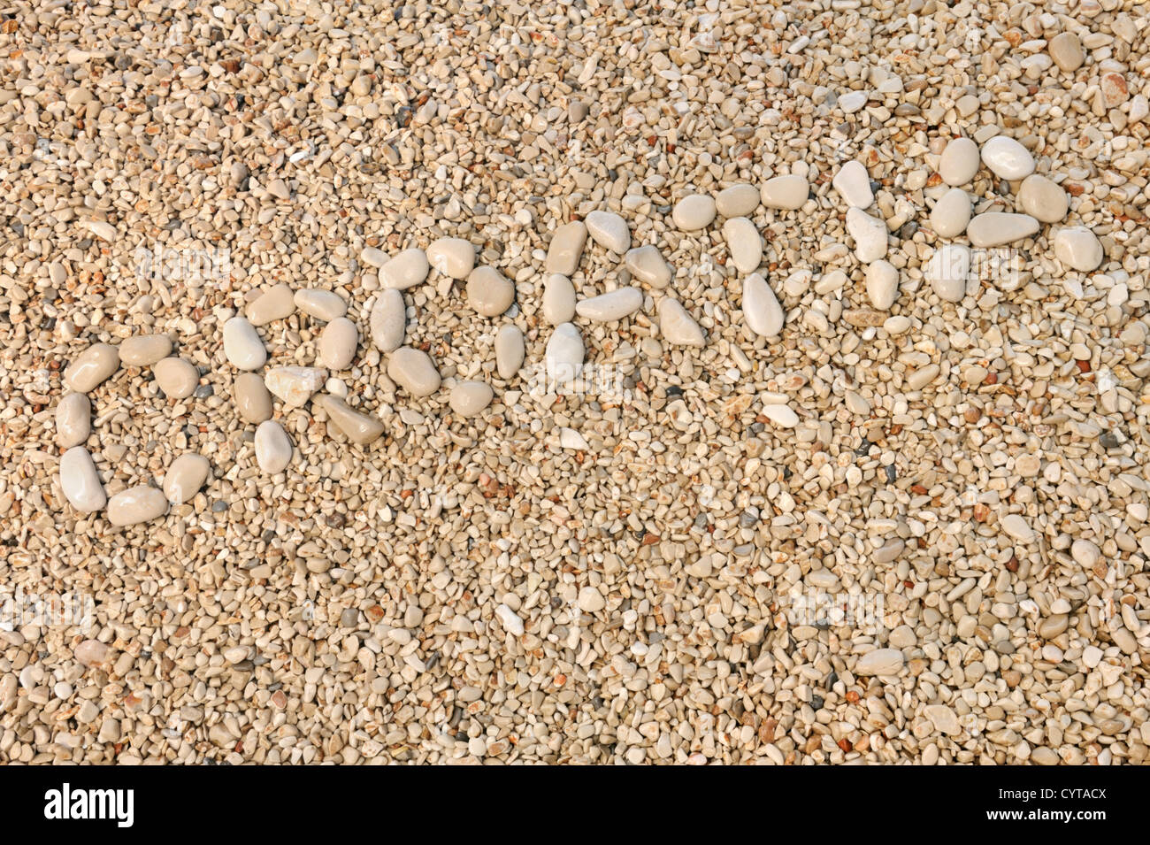 Croatia word made of pebbles, authentic picture of Hvar’s beach Stock ...