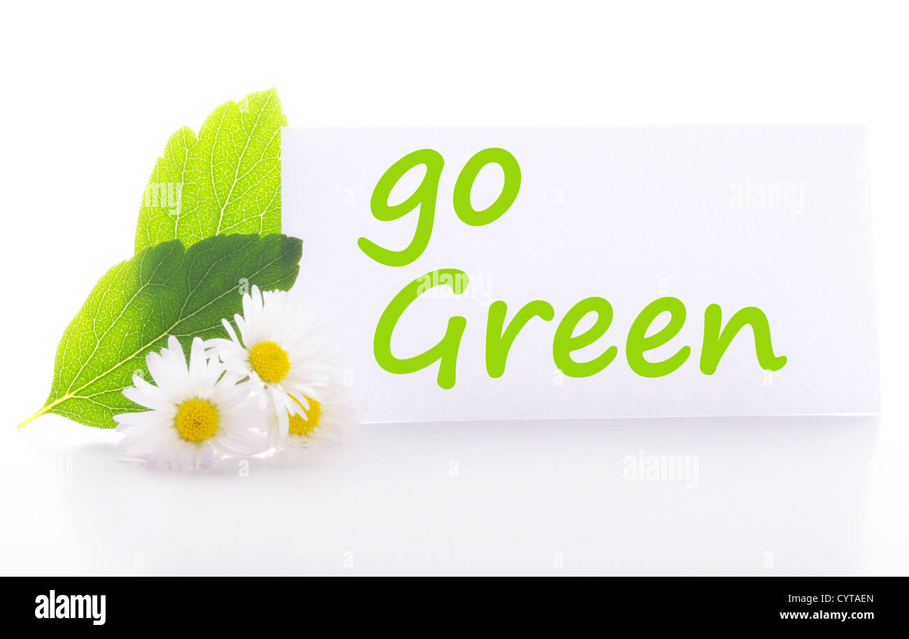 go green concept with word on nature still life Stock Photo - Alamy