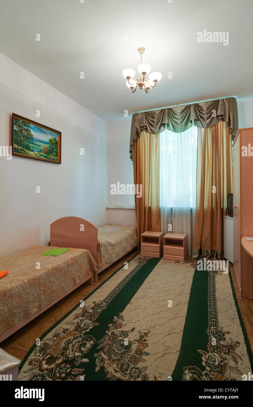 cheap camping interiors motel hotel soviet russia Stock Photo - Alamy