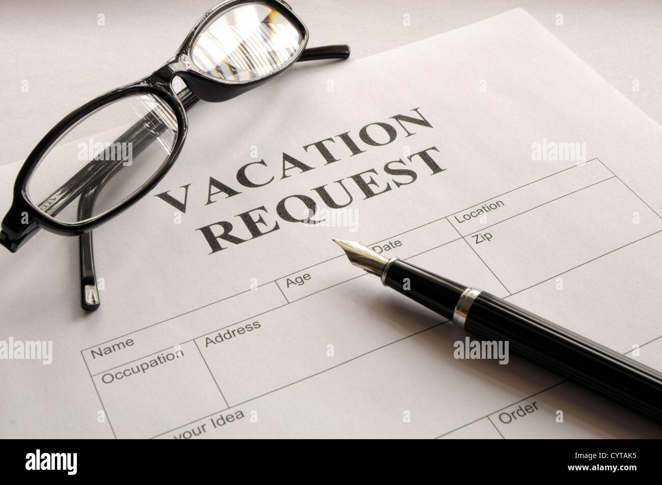 vacation request form in business office showing holiday concept Stock ...
