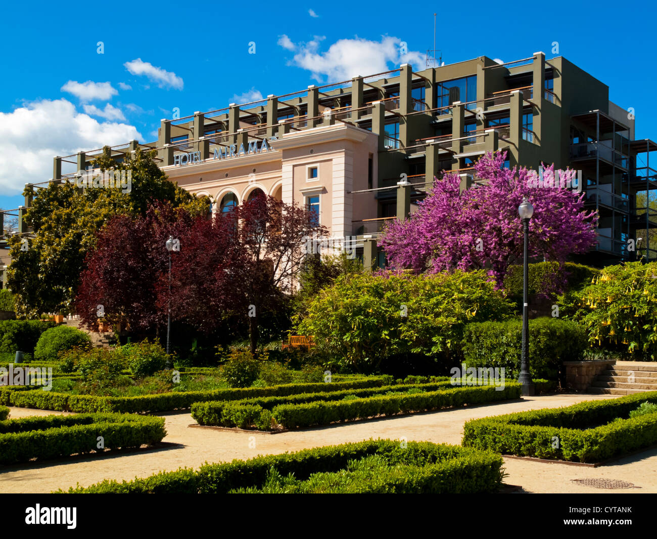 View over the Jardins de Miramar public park towards the luxury Hotel ...