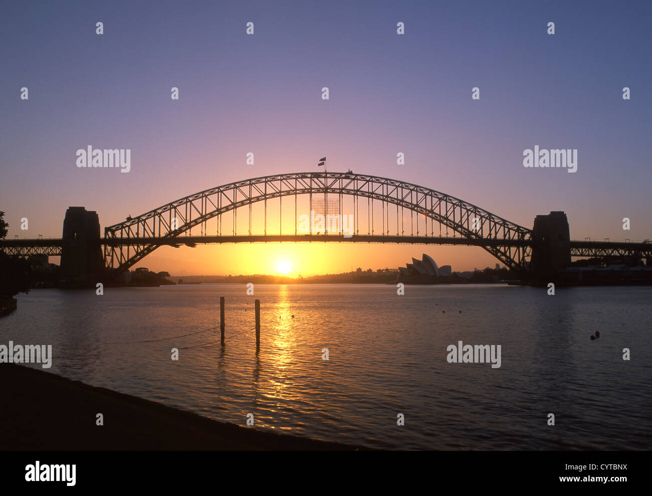 Sydney Harbour Bridge and Opera House from Blues Point Reserve North ...