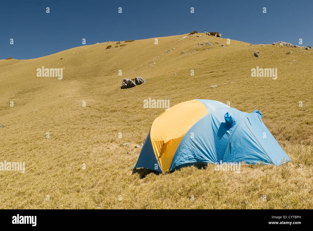 Special tent set on the grassland of high mountain Stock Photo - Alamy