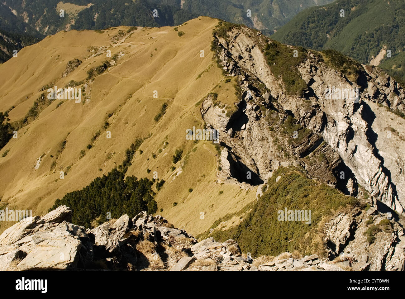 The dangerous rocky ravine in the high mountain Stock Photo - Alamy