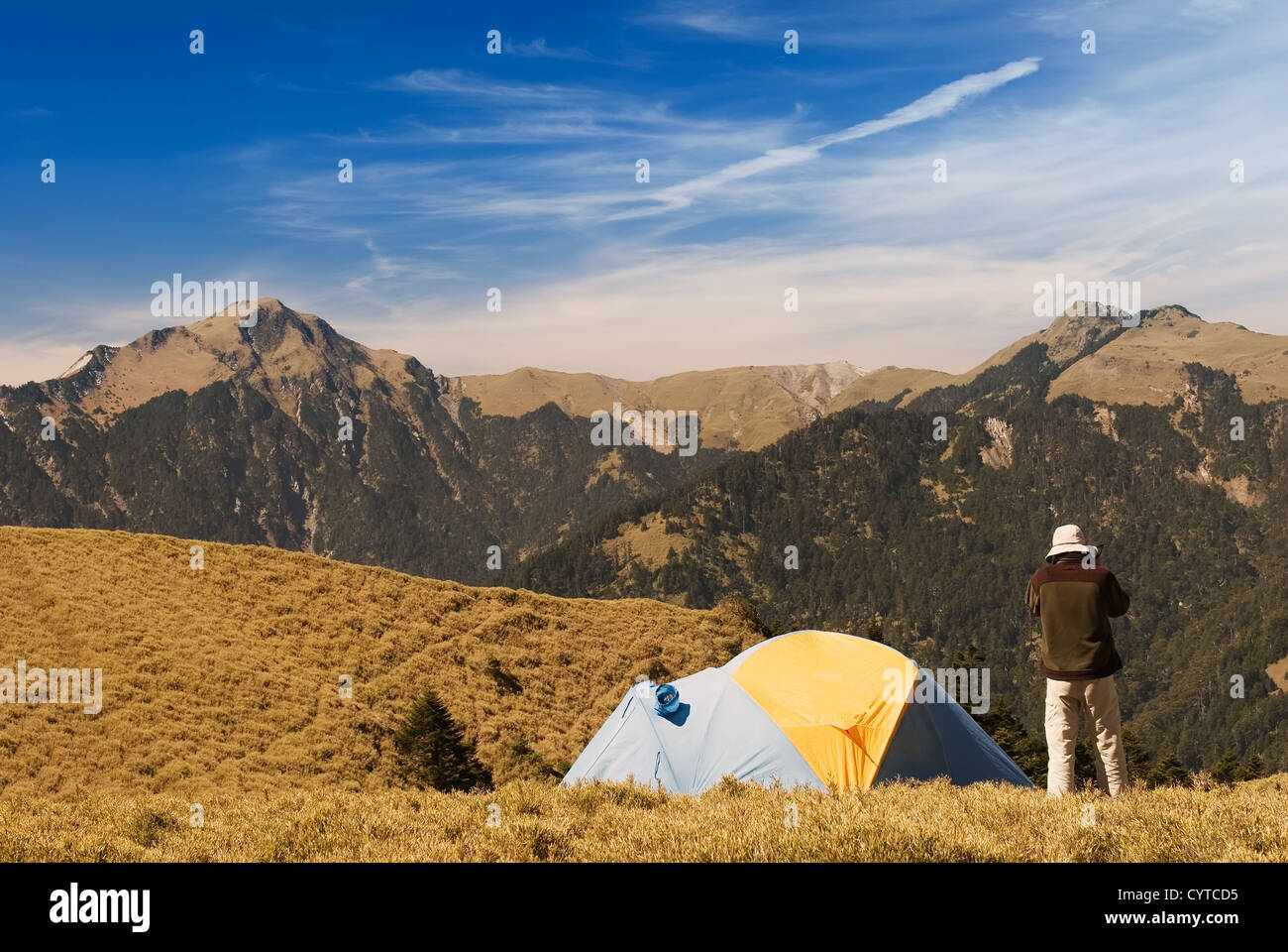 Special tent set on the grassland of high mountain Stock Photo - Alamy