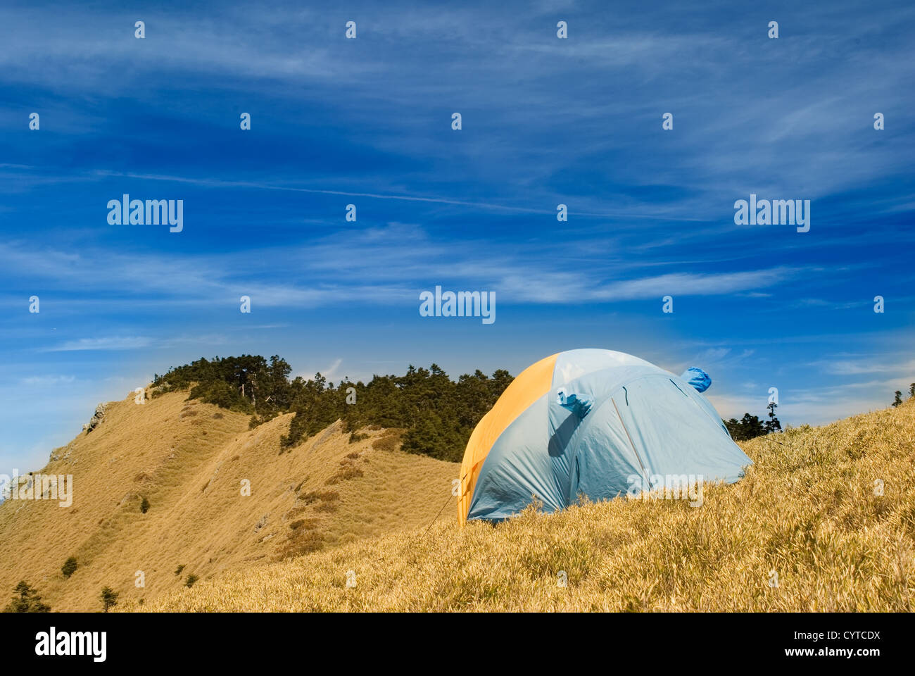 Special tent set on the grassland of high mountain Stock Photo - Alamy