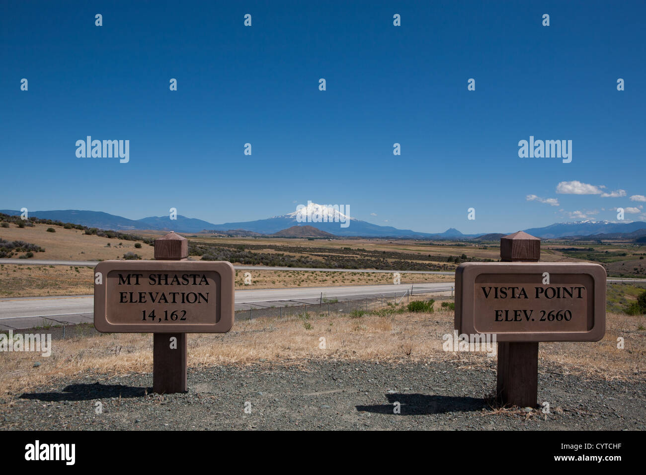 Color photograph of Mt. Shasta, California taken from overlook along ...