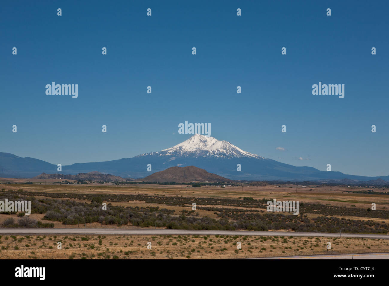 Color photograph of Mt. Shasta, California taken from overlook along ...