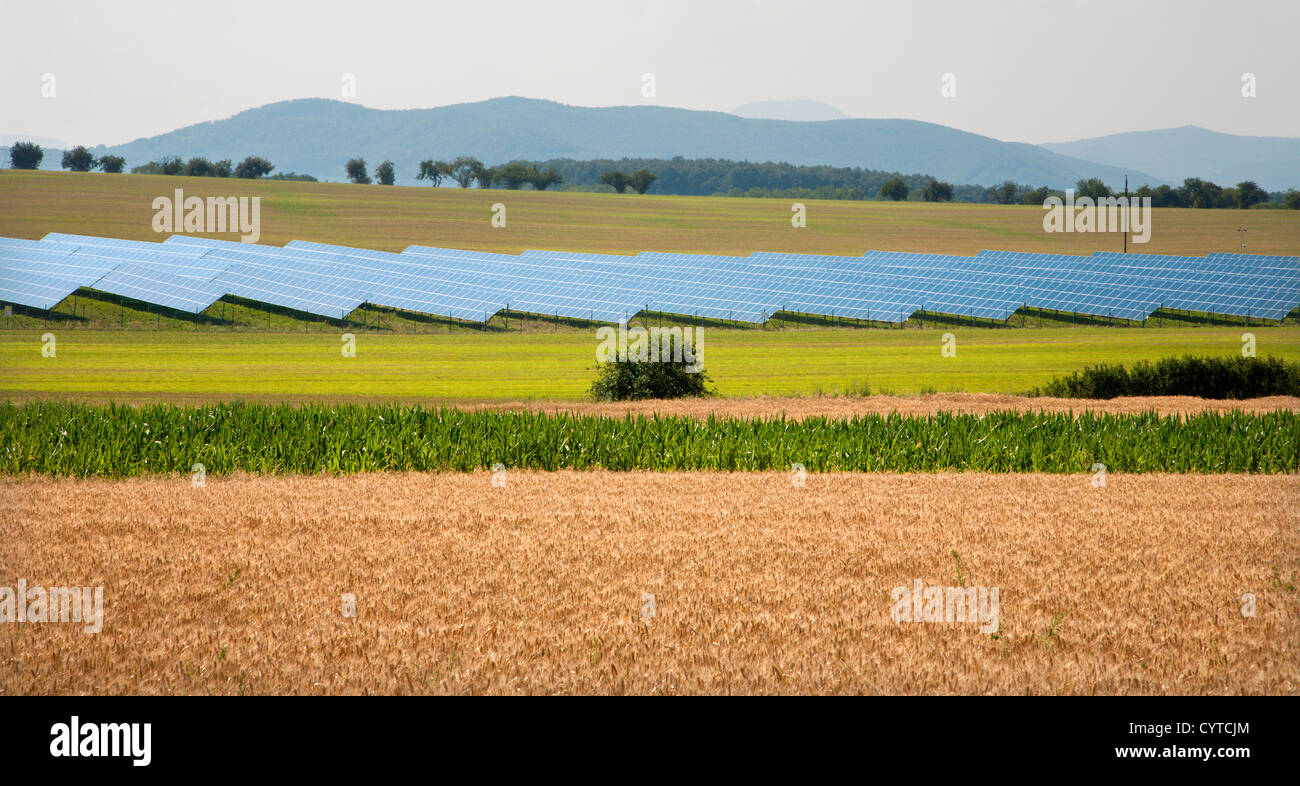 solar panels and field Stock Photo - Alamy