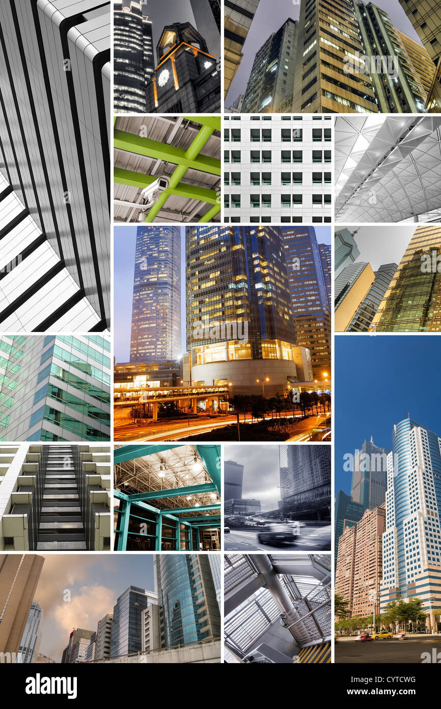 Business background of modern buildings exterior and cityscape in group ...