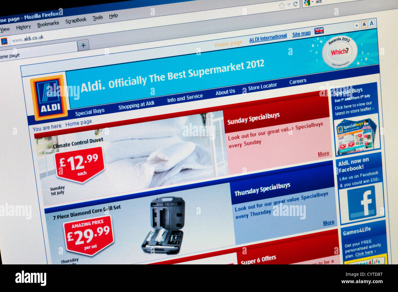 Home page of the Aldi supermarkets web site Stock Photo - Alamy