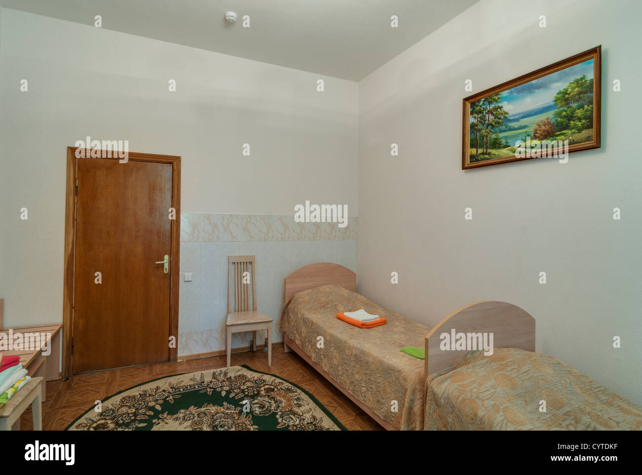cheap camping interiors motel hotel soviet russia Stock Photo - Alamy