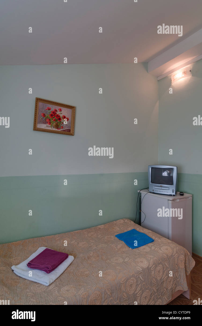 cheap camping interiors motel hotel soviet russia Stock Photo - Alamy