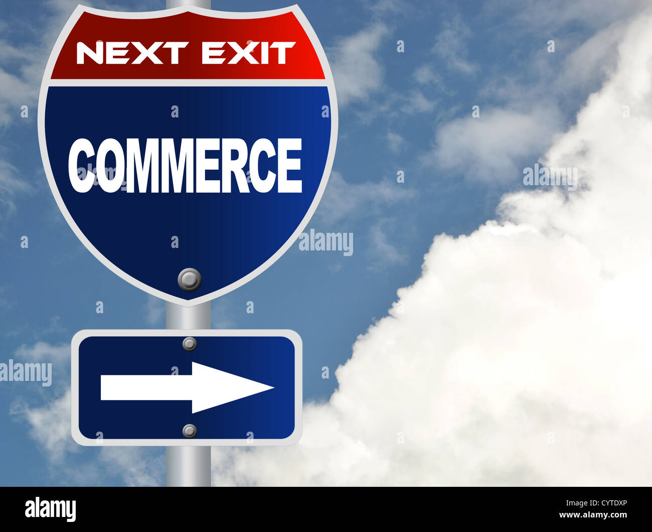 Commerce road sign Stock Photo - Alamy