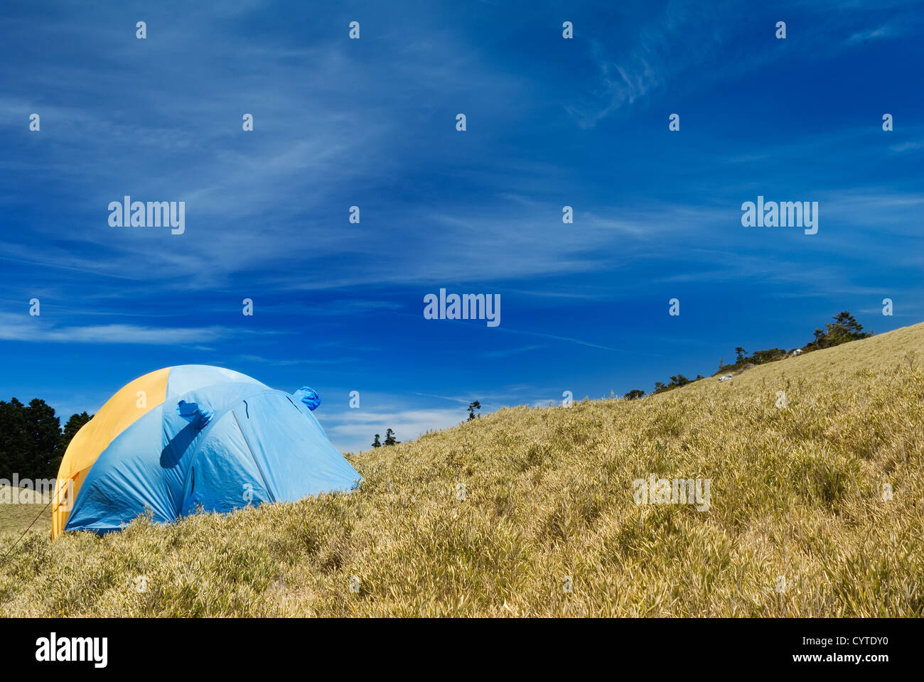 Special tent set on the grassland of high mountain Stock Photo - Alamy