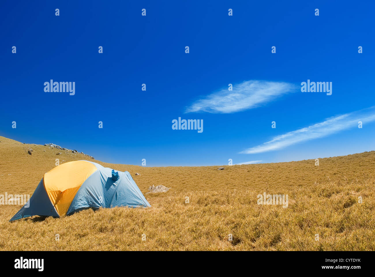 Special tent set on the grassland of high mountain Stock Photo - Alamy