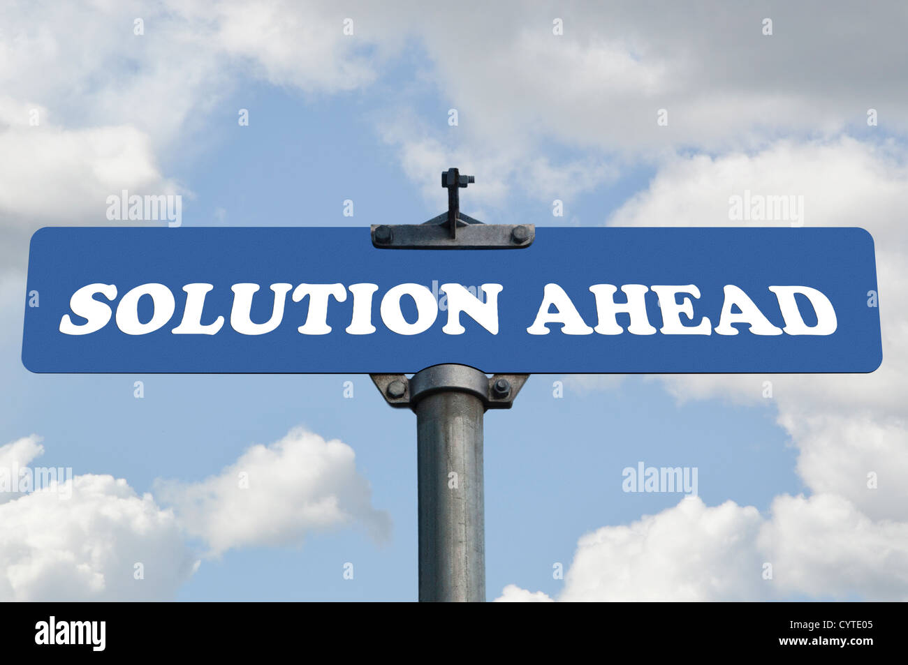 Solution ahead road sign Stock Photo - Alamy