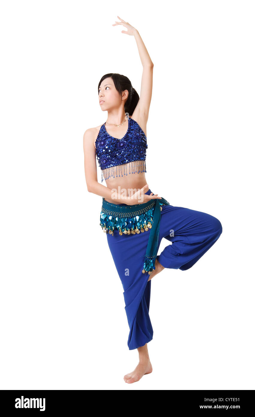 Attractive girl dancing, full length portrait isolated on white Stock ...