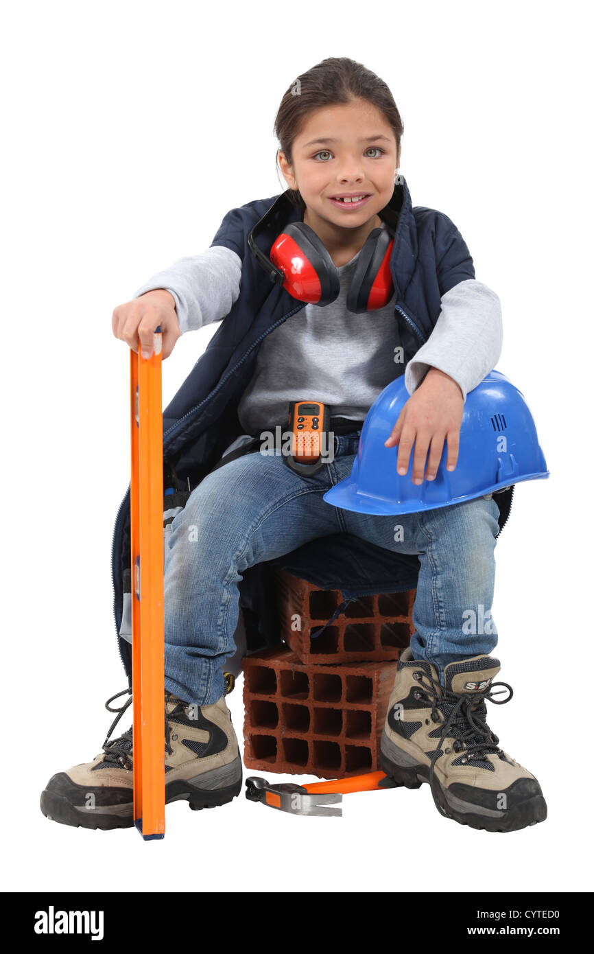 A little girl construction worker Stock Photo - Alamy