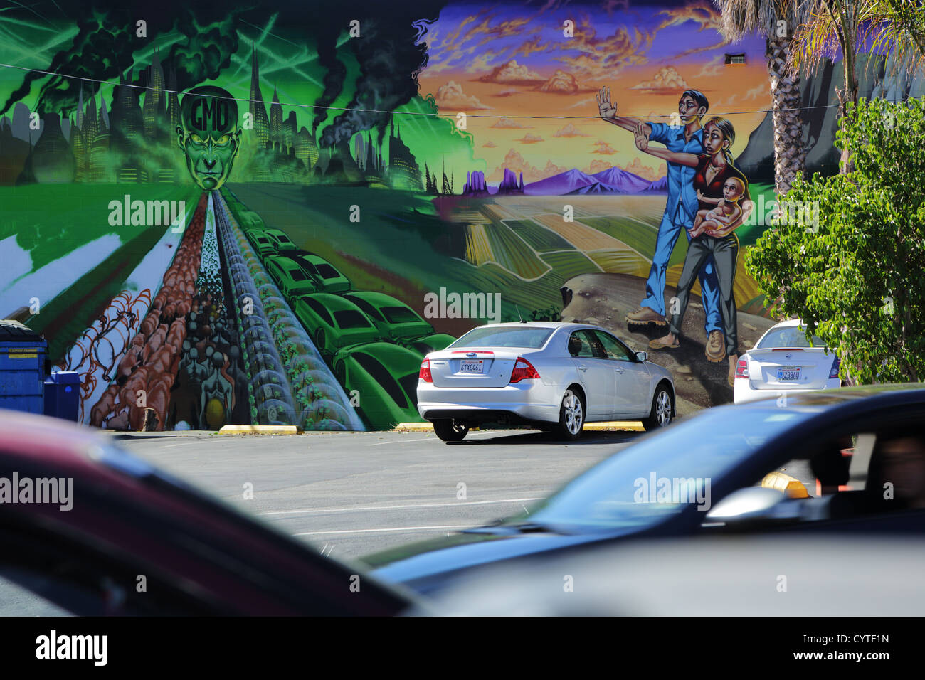 Ecology mural graffiti in Los Angeles, California Stock Photo - Alamy
