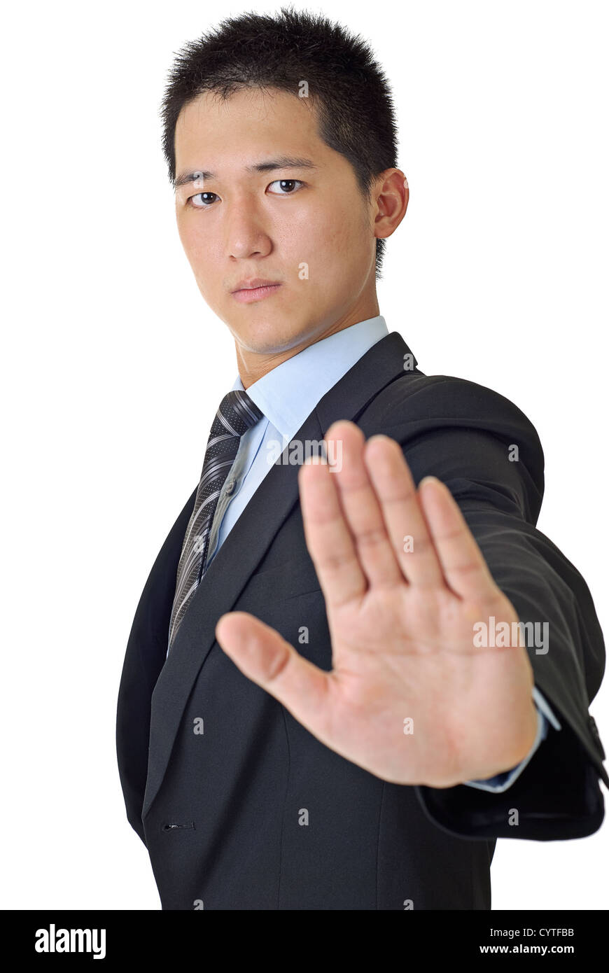 Young businessman reject gesture with confident expression on face ...