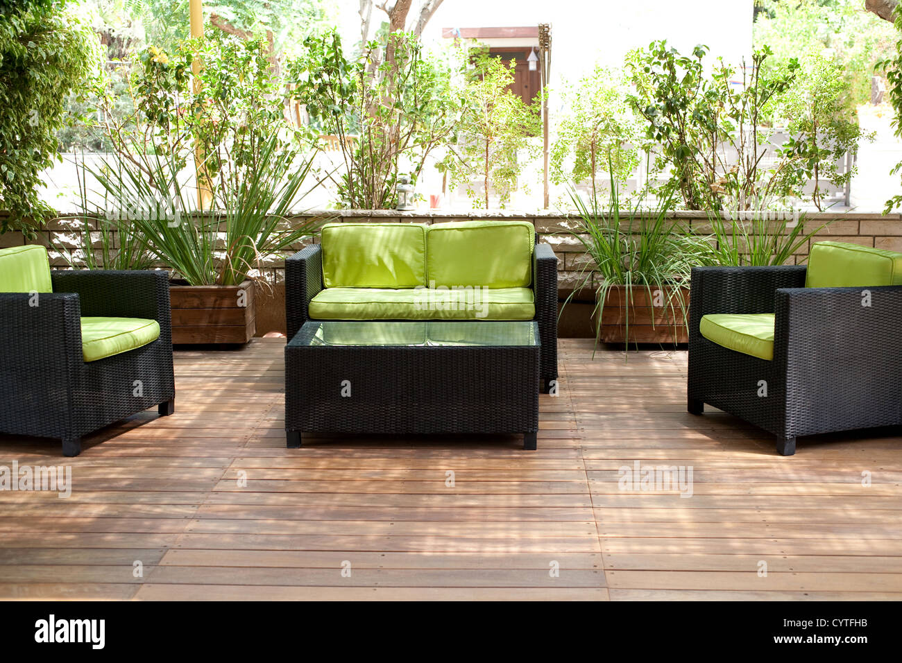 Living place with sofa for taking rest outside the house Stock Photo ...