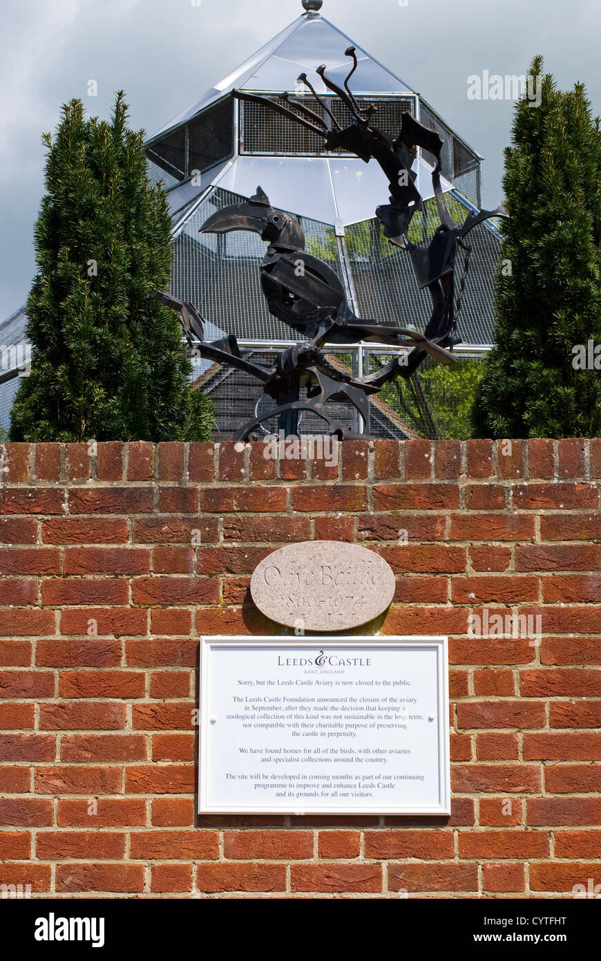 Leeds Castle Kent, the aviary is now closed to the public, stone plaque ...