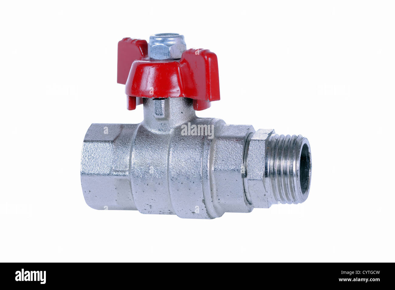 The valve with the red handle isolated on white background Stock Photo ...